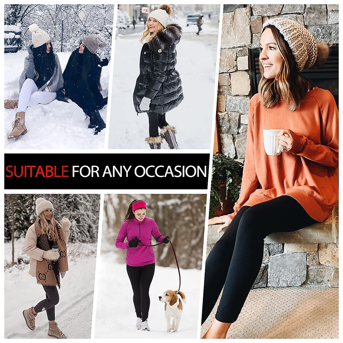 3 Pack Fleece Lined Leggings Women High Waisted Warm Winter Yoga Pants for Women Thermal Running Workout Leggings