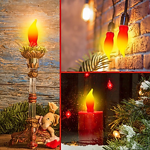 Glooglitter 24 Pcs Christmas Flame Lights Bulb Red Yellow Christmas Light Bulbs E12 Candelabra Bases Flame Shape Night Light Bulbs for Halloween Christmas Candle Light, Chandelier,7 Watt, 120 Volt