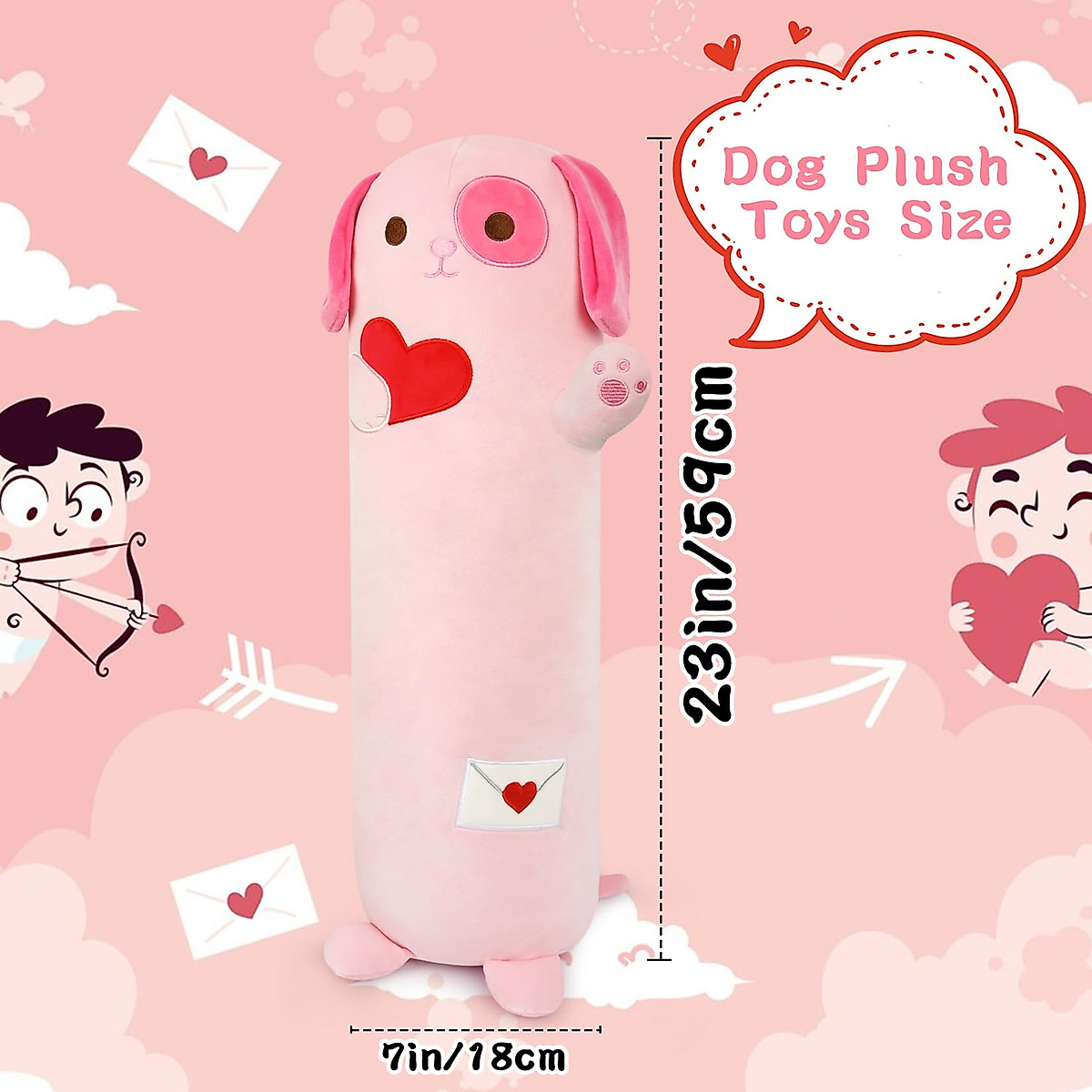 JIAJEGTGT Long Dog Plush Body Pillow, 24in Soft Dog Stuffed Animal Dog Plushies, Cute Dog Plush Pillow Stuffed Dog Doll Toys for Girlfriends Boyfriends