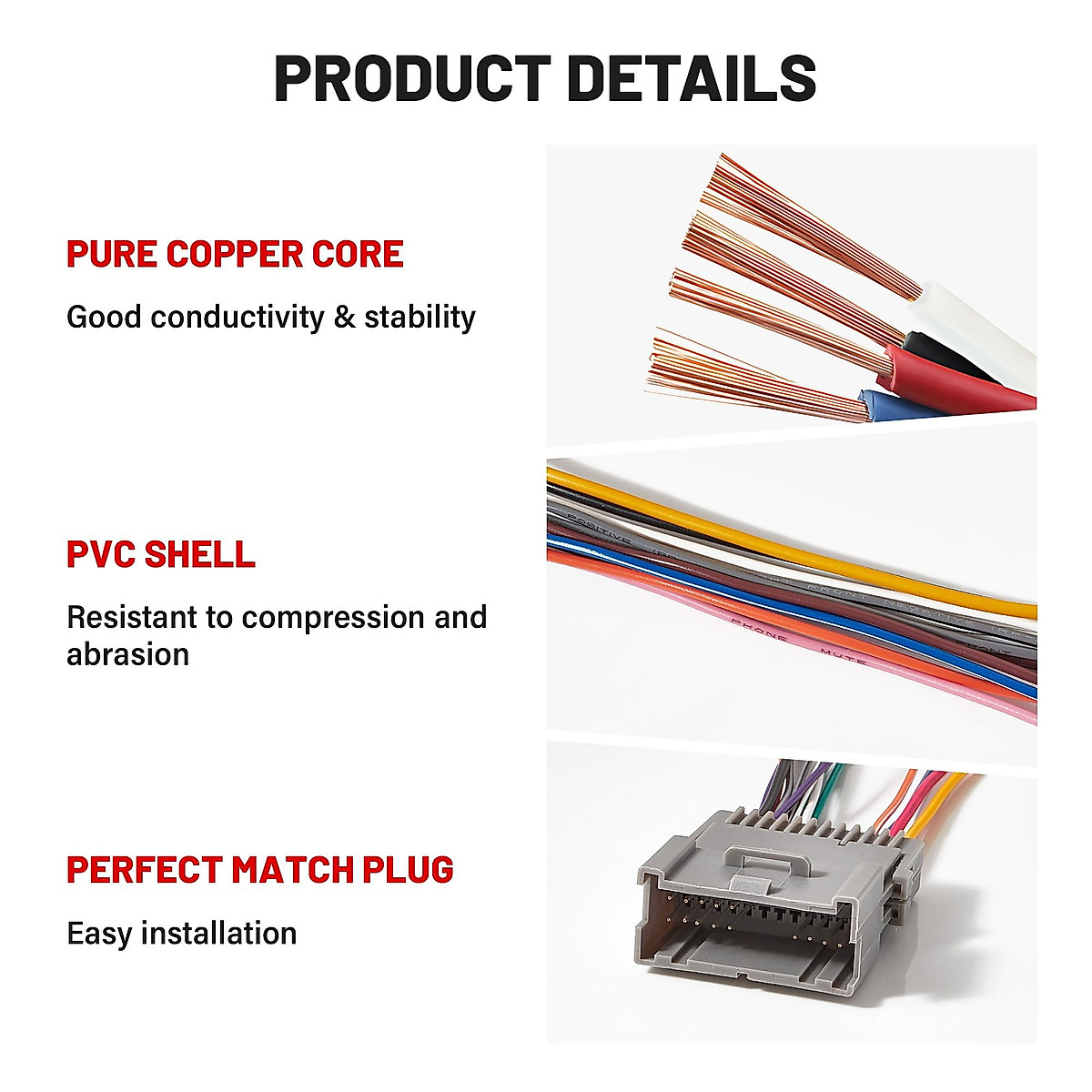 RED WOLF Stereo Wiring Harness Fit for 2002-2008 GMC Envoy Sierra Chevy Silverado Impala Aftermarket Stereo Radio Wire Cable Connector Adapter