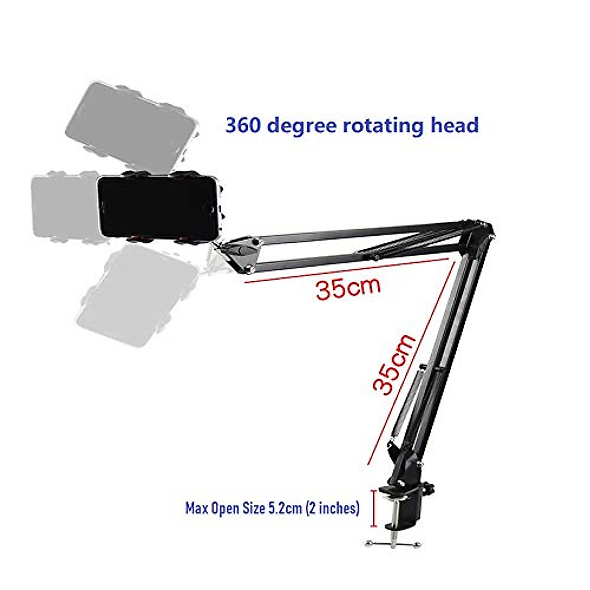 AceTaken Overhead Video Stand Phone Mount with Remote Shutter for Baking Crafting Demo Drawing Sketching Recording,Live Streaming,Online Teaching 33'' - fit Smartphone Screen from 3.5-6.5 inches