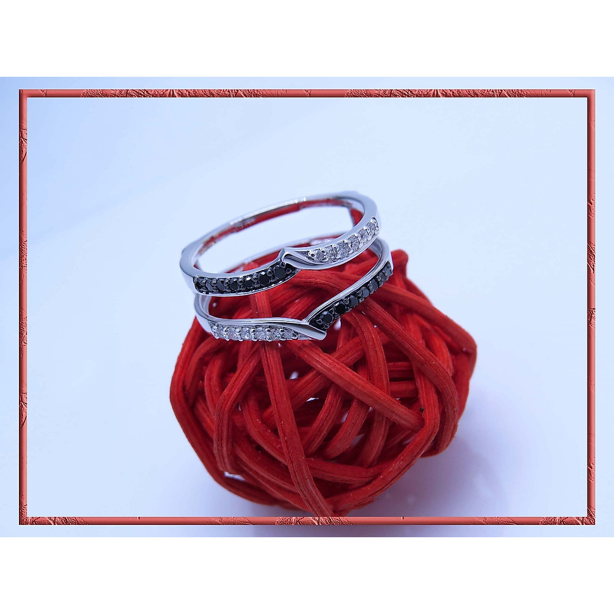 Dazzlingrock Collection 0.33 Carat (Cttw) 10K Round Black & White Diamond Wedding Guard Double Ring 1/3 CT, White Gold, Size 4