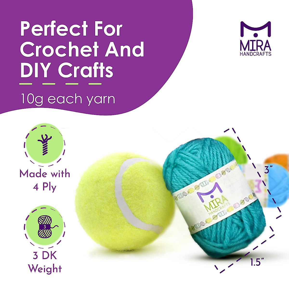 Crochet kit for Beginners| 40 Mini Skeins of Colorful Acrylic Yarn for Crocheting & Knitting (875 Yards), Storage Bag, 2 Crochet Hooks, 4 Crochet Stitch Markers, 2 Needles & 7 PDF Ebooks