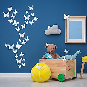 120 Pieces 3D Butterfly Wall Stickers 3 Sizes Removable Butterfly Mural Decals for Baby Kids Room Wedding Home Fridge DIY Art Decor (White)