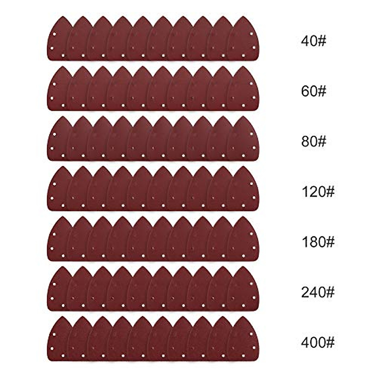 Miady 140mm Mouse Detail Sander Sandpaper Sander Pads, 40 60 80 120 180 240 400 Assorted Grits Mouse Sandpaper - Pack of 70