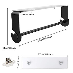 SMARTAKE Paper Towel Holder with Adhesive Under Cabinet, Wall Mounted & No Drilling, Rustproof Removable Kitchen Towel Holder for Home, Easy Tear, Black