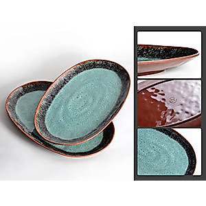 gufaith Melamine Serving Platter 2pcs,Serving Food Platter for Entertaining,Dinnerware Sets,Serving Tray,Melamine Plates,Party, Meat, Dessert, Unbreakable, Dishwasher Safe, BPA Free (Oval Platter)