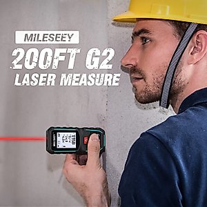 MiLESEEY G2 200FT Laser Measurement Tool with ±0.06 Inch Accuracy, Distance Area Volume Measure and Pythagoras, Portable Handle Laser Measure with ft/in/ft+in/m Unit Switch & Digital Angle (200FT)