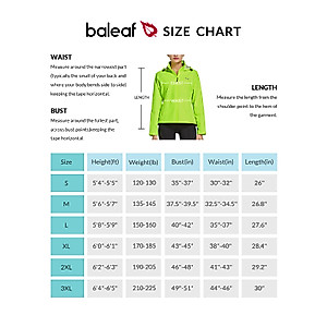 BALEAF Women's Rain Jackets Waterproof Windbreaker Windproof Lightweight Running Cycling Jackets Reflective Packable Hooded Yellow M