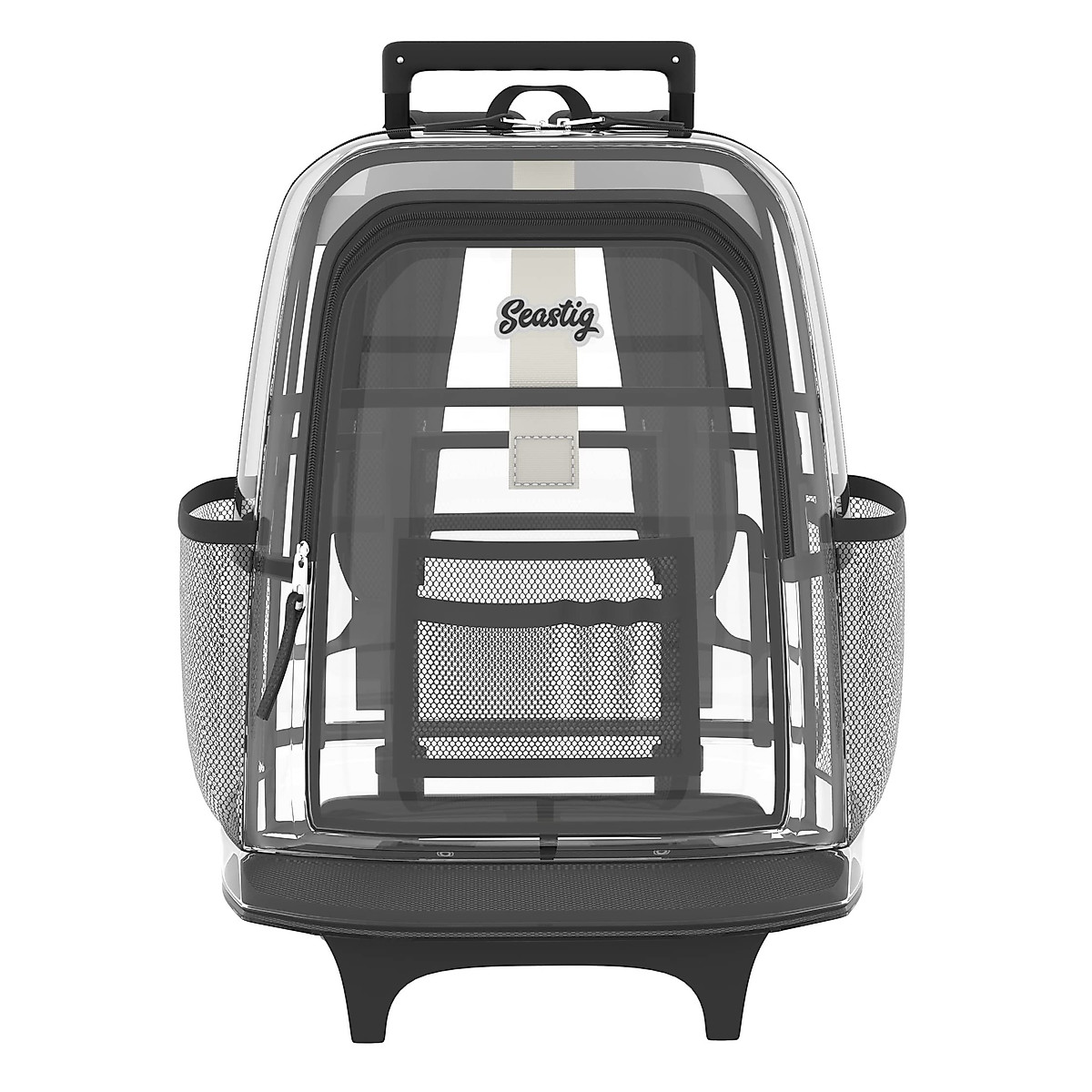seastig Clear Backpack Rolling Backpack for Kids 18in Double Handle Wheeled Backpack Children Luggage for School, Travel