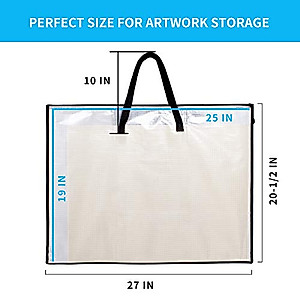 SUNEE 19x25 Art Portfolio Bag, Artist Supply Organizer with Handle, Zippered Storage Folder for Artwork, Poster, Scrapbook, Keepsake and Bulletin Board