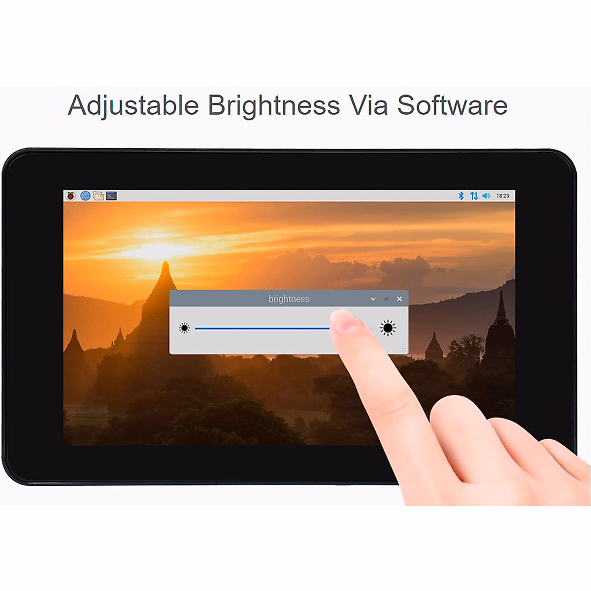 waveshare 7inch DSI LCD 1024×600 Touch Screen for Raspberry Pi 4B/3B+/3A+/Compute Module 4 (CM4)/Compute Module 3+ (CM3+) Toughened Glass IPS Display Capacitive Monitor 5-Points Touch Driver Required