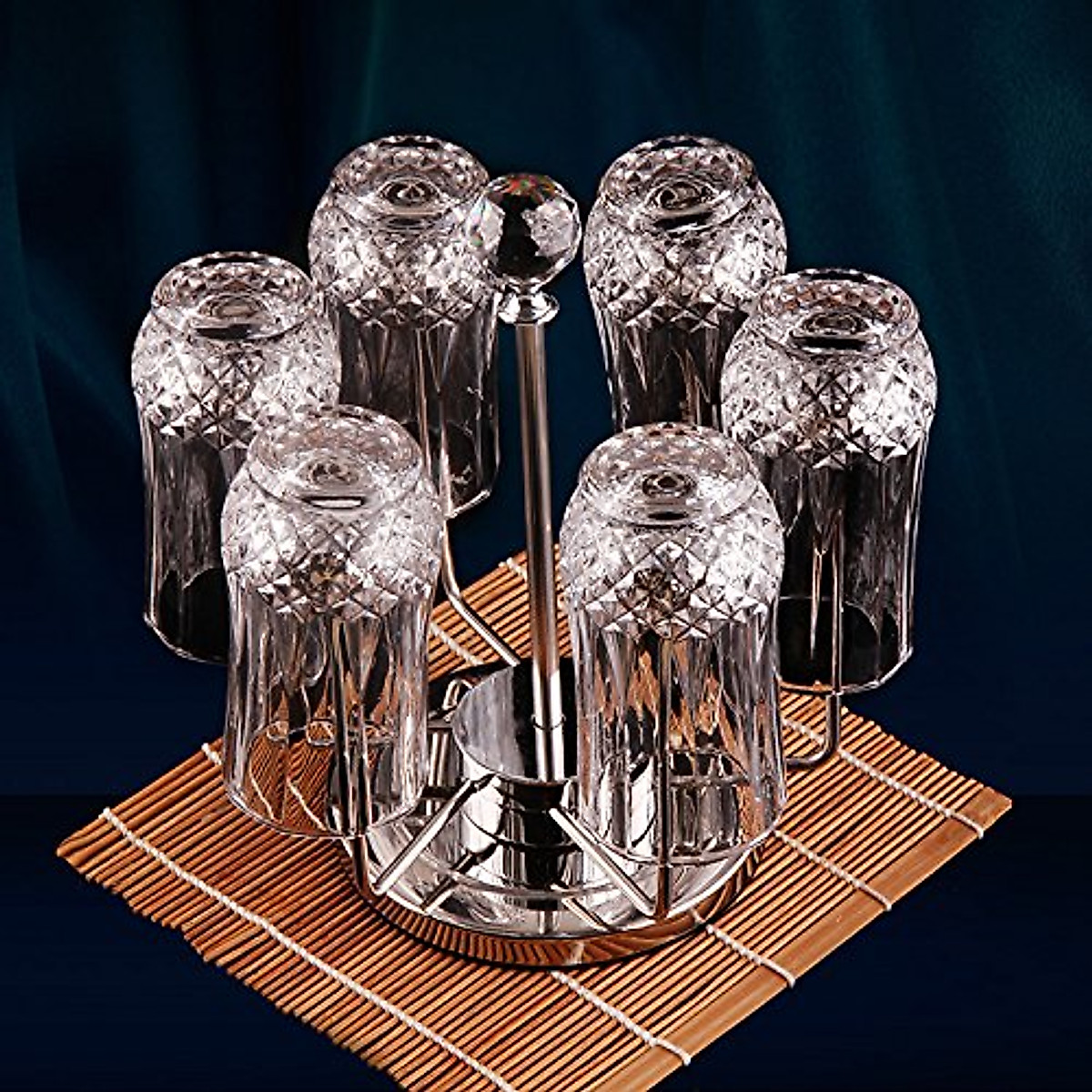 Vivian Rotating Cup Mug Glass Holder Rack Stainless Steel 6 Cups Drying Rack Stand
