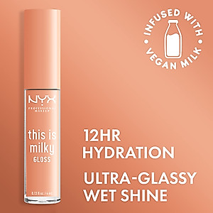 NYX PROFESSIONAL MAKEUP This Is Milky Gloss, Vegan Lip Gloss, 12 Hour Hydration - Milk & Hunny (Sheer Light Honey)