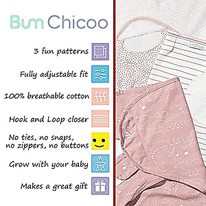 Bum Chicoo Newborn Baby Swaddle wrap – Pack of 3 Swaddle wrap Made of Pure Organic Cotton for 0-3 Months Baby