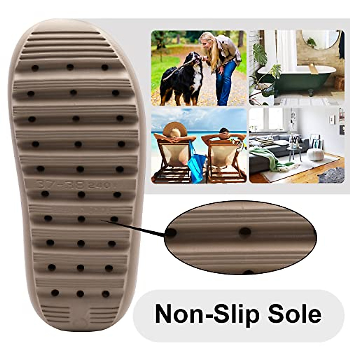 Leisurely Pace Cloud Slides for Women Men Squishy Pillow Sandals Lightweight Shower Shoes Summer Slippers with Comfort Khaki 7-8 Women/5.5-6.5 Men