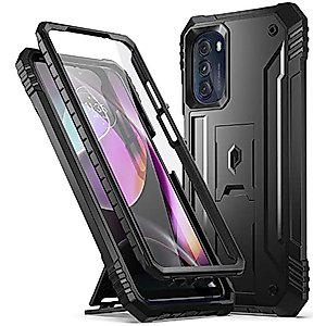 Poetic Revolution Case for Motorola Moto G 5g 6.5" (2022), [6FT Mil-Grade Drop Tested], Full-Body Rugged Dual-Layer Shockproof Protective Cover with Kickstand and Built-in-Screen Protector, Black