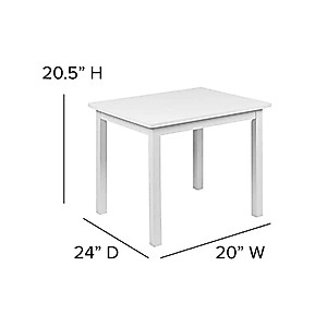 Flash Furniture Kyndl Kids Solid Hardwood Table and Chair Set for Playroom, Bedroom, Kitchen - 3 Piece Set - White