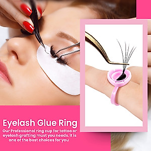 KB ESSENTIALS 200pcs Glue Rings for Eyelash Extensions - Lash Extension Ring Holder Cup Professional Tech Supplies – Adjustable, Disposable & Flower Nail Art, Tattoo Makeup