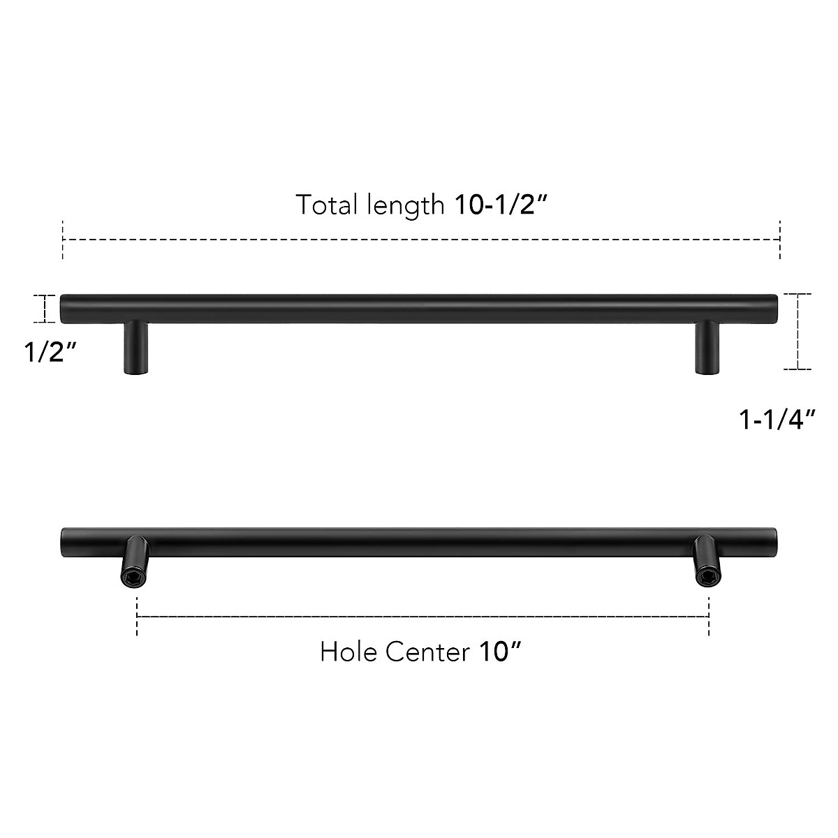 Home Expert 5 Pack 10 Inch Black Cabinet Handles Matte Black Cabinet Pulls Black Dresser Drawer Pulls Stainless Steel Kitchen Cabinet Handles Matte Black 10-1/2 Inch Overall Length
