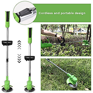Lawn Mower Electric Lawn Mower 24 V Corded Brush Cutter to Remove Weeds from Trees and Flower beds Grass Cutting Machine for Agricultural Land Lawn Edging Tool (2 Batteries and 1 Charger GINOLEI