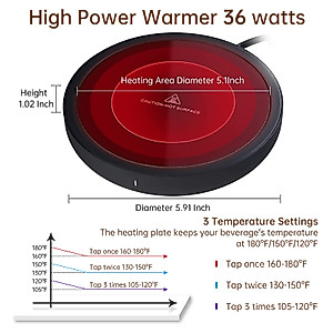DOPUDO Mug Warmer, Coffee Mug Warmer with 3 Temperature Settings, Electric Coffee Cup Heater Warmer for Desk Auto Shut Off, Portable Coffee Mug Warmer for Coffee, Tea, Milk, Coffee Lover Gift