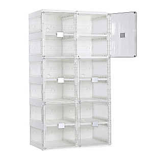 BIRDROCK HOME Shoe Rack Organizer for Closet Floor | 6 Tiers Freestanding | 12 Small Storage Cubes & Door | Foldable Storage Cabinet | Fits a Variety of Shoes: Heels, Sneakers, Loafers, or Sandals