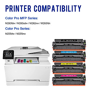 Valinkso 206A Toner Cartridges 4 Pack (with Chip) Compatible Replacement for HP 206A 206X W2110A W2110X Work for HP Color Pro MFP M283fdw M283cdw Pro M255dw M283 M255 M282 Series Printer High Yield
