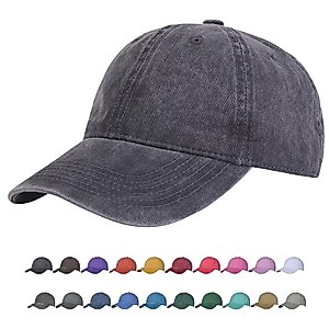 TSSGBL Vintage Cotton Washed Plain Baseball Caps Adjustable Distressed Dad Hat Men Women Unstructured Low Profile Blank Soft Summer Outdoor Ball Caps - Black