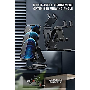 Heavy Duty Phone Stand for Desk Folds Flat Fits In Pocket-Black