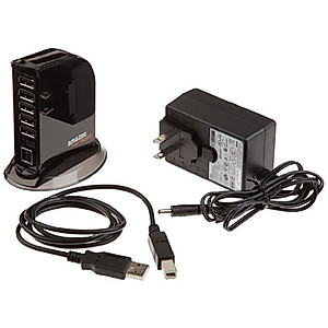Amazon Basics 7 Port USB 2.0 Hub Tower with 5V/4A Power Adapter, Black