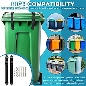 Kakalote 2pcs Trash Can Lid Lock Garbage Strap for Animals, Universal Trash Can Lock, Adjustable Outdoor Bear Proof Trash Can Strap for Various Trash Bins