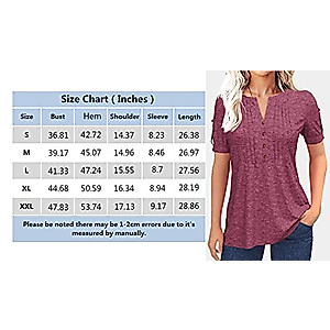 Women's fashion summer pleated button short sleeve T-shirt summer V-neck solid color casual Tunic top White