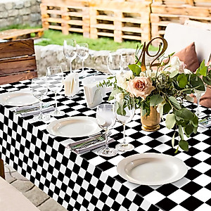 Oigco 3 Pack Black and White Checkered Tablecloths Race Car Theme Party Tablecloths for Motor Racing Birthday Party Decorations Racing Party Favours Supplies, 54" x 108"