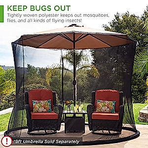 Best Choice Products 9ft Adjustable Mosquito Net for Umbrellas 7.5-11ft, Bug Screen Patio Umbrella Accessory for Outdoor Market Offset Cantilever w/Polyester Mesh Net, Zipper Door, Fillable Base