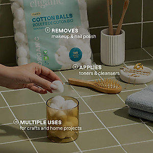 Cliganic Organic Super Jumbo Cotton Balls (200 Count) - Hypoallergenic, Absorbent, Large Size, 100% Pure (Packaging May Vary)