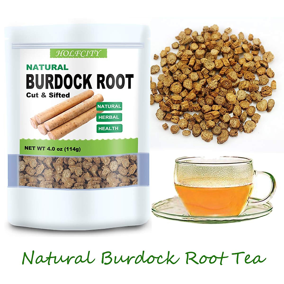 Natural Burdock Root Tea, Cut & Sifted (4.0oz,114g)