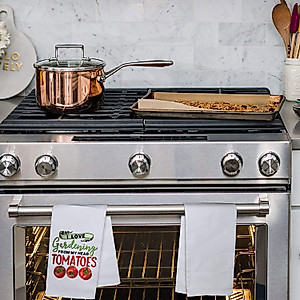 BDPWSS Funny Tomato Kitchen Towel Gardener Gift Plant Lover Dish Towel I Love Gardening from My Head Tomatoes Tea Towel (Gardening Tomatoes TW)