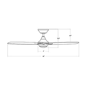 WAC Smart Fans Blitzen Indoor and Outdoor 3-Blade Ceiling Fan 54in Brushed Nickel with 3000K LED Light Kit and Remote Control works with Alexa and iOS or Android App