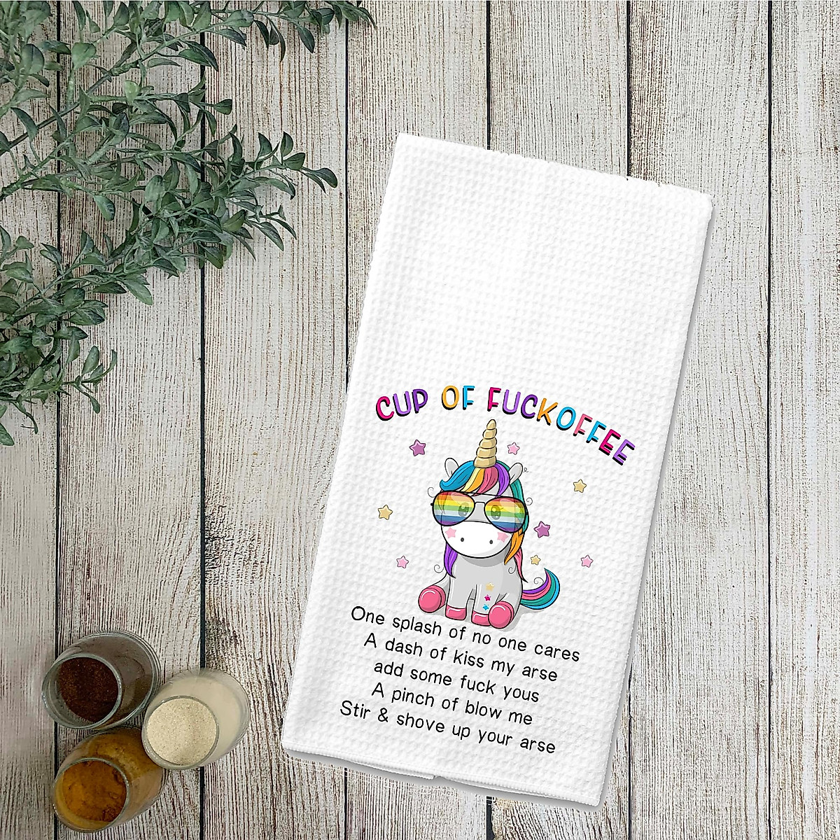 Cup of Fuckoffee Funny Unicorn Microfiber Kitchen Tea Bar Towel Gift for Women