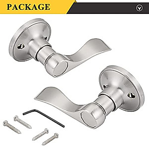 Probrico Pack of Two Dummy Door Lever for Left Hand and Right Hand Brushed Nickel Interior Door Handle Wave Style Non-Turning Door Knob Stainless Steel