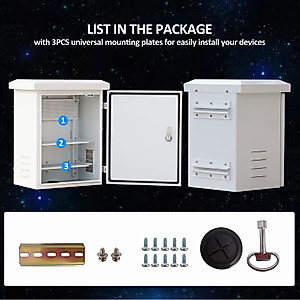 Electrical Enclosure Box Metal Galvanized Plate Enclosure IP Weatherproof Electrical Enclosure NEMA Electronic Equipment Enclosure Box with Internal Mounting Shelves (20x16x8”)