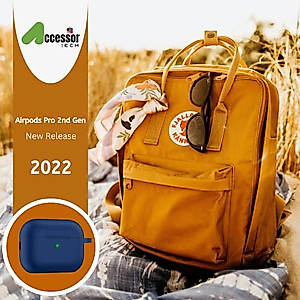 New AirPods Pro 2nd Generation Case Cover 2022, Silicone Protective Case for Apple Airpods with Keychain, Shockproof 2nd Generation Airpods Pro Case, Cute Airpod Charging Case Front LED Visible