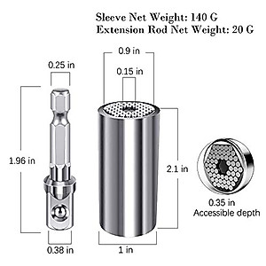 Universal Socket, Christmas Gifts, Self-adjusting Socket 1/4'' - 3/4'' 7mm-19mm, Adapter Socket for Wrench Ratchet & Power Drill, Super Grip Socket, Christmas Stocking Stuffers Tools Gifts for Men Dad