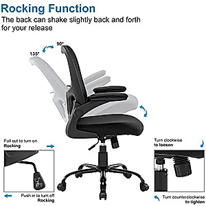 Office Chair Ergonomic Desk Chair - Mesh Thick Foam Cushion Adjustable Height Computer Chair with Lumbar Support and Flip-up Armrests, Home Office Desk Chairs, Swivel Executive Task Chair, Black