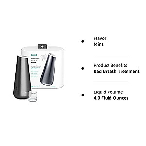 Quip Refillable Mouthwash Starter Kit, 4X Concentrate, Alcohol-Free, Kills Bad Breath Germs, Helps Prevent Cavities, Mint - Slate Metal, 1, 4.0 Fl Oz (920-00117)