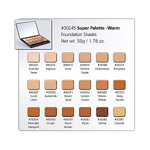 Graftobian HD Glamour Creme Foundation Warm Super Palette - 18 High Definition Warm Undertone Cream Shades