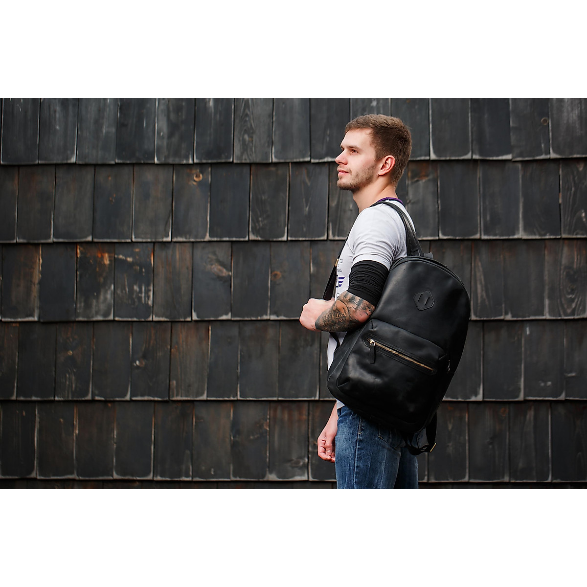 olpr. Leather Backpack (Black)
