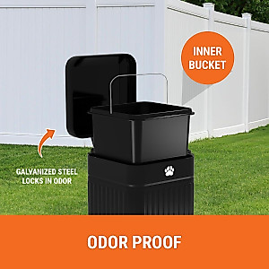 Small Dog Poop Trash Can Outside, 1.3 Gal Metal Small Outdoor Trash Can with Lid for Dog Poop, Dog Waste Container with Pedal, Dog Poop Garbage Can, Dog Poop Trash Can, Backyard Odor Control (Black)