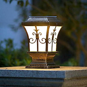 ROLTIN Creative European Victoria Retro Outdoor Solar Energy Column Lamps Bronze Square LED Pillar Post Light Aluminum Metal Landscape Lighting Exterior Villa Garden Pati